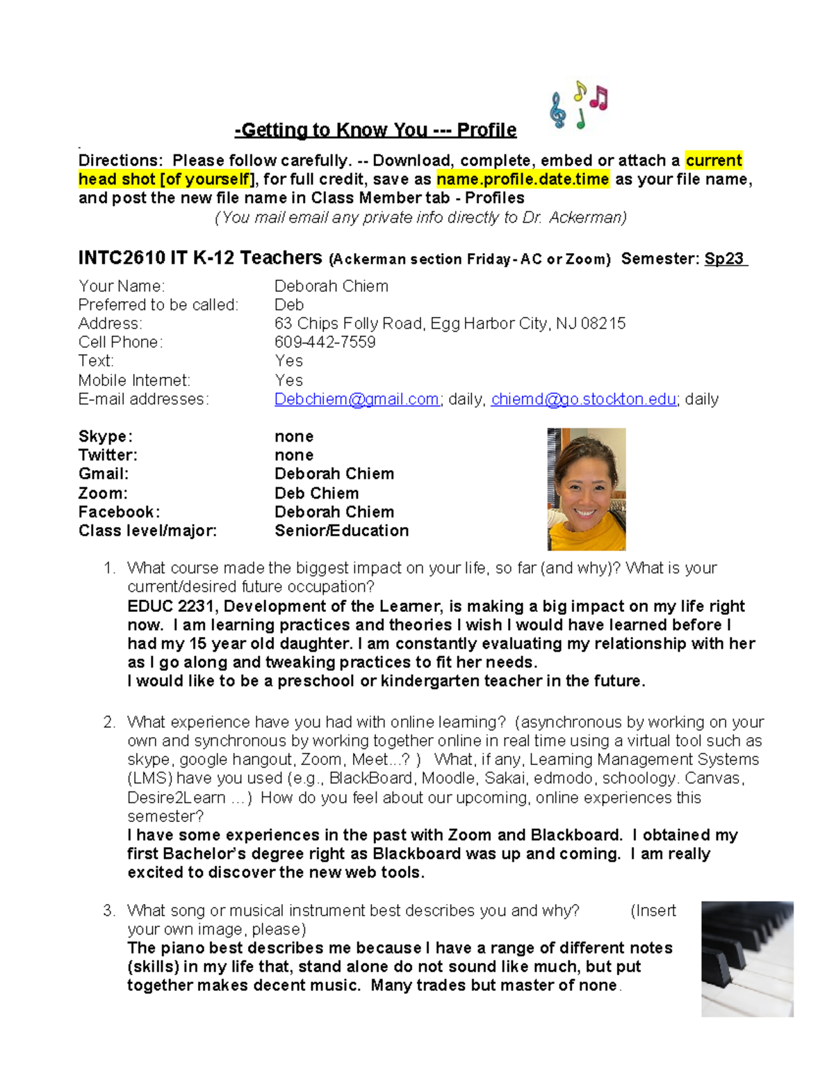 Chiem.Gettingto Know You.INTC2610.Feb6 -Getting to Know You - Profile ...