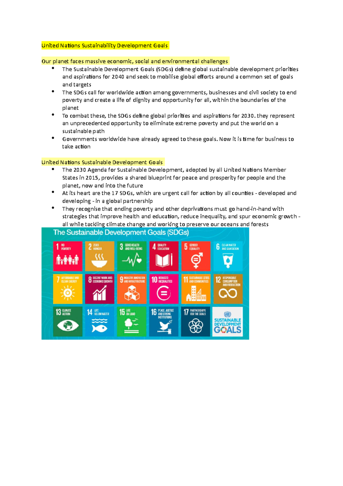 Week 4 Lecture 4 - United Nations Sustainability Development Goals Our ...