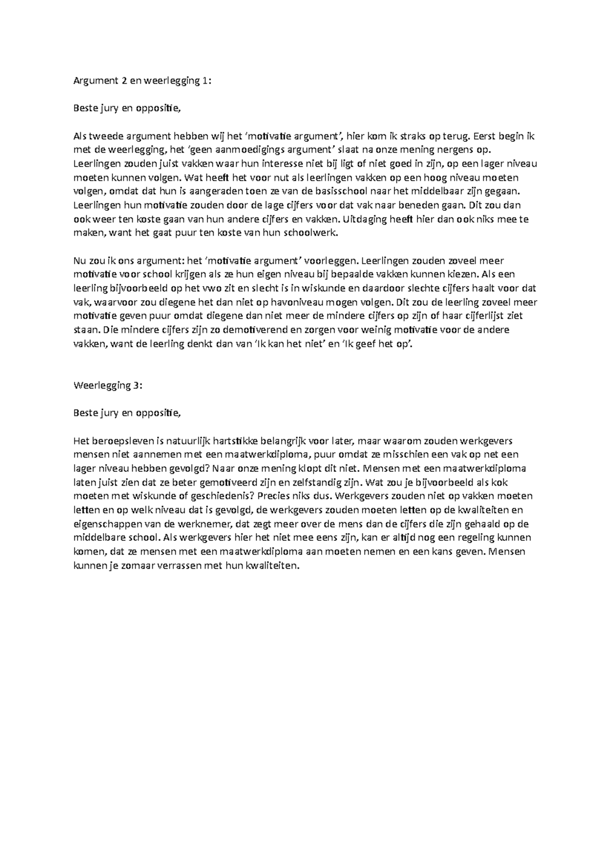 Nederlands debat maatwerkdiploma vwo 4 nieuw Nederlands - Argument 2 en ...