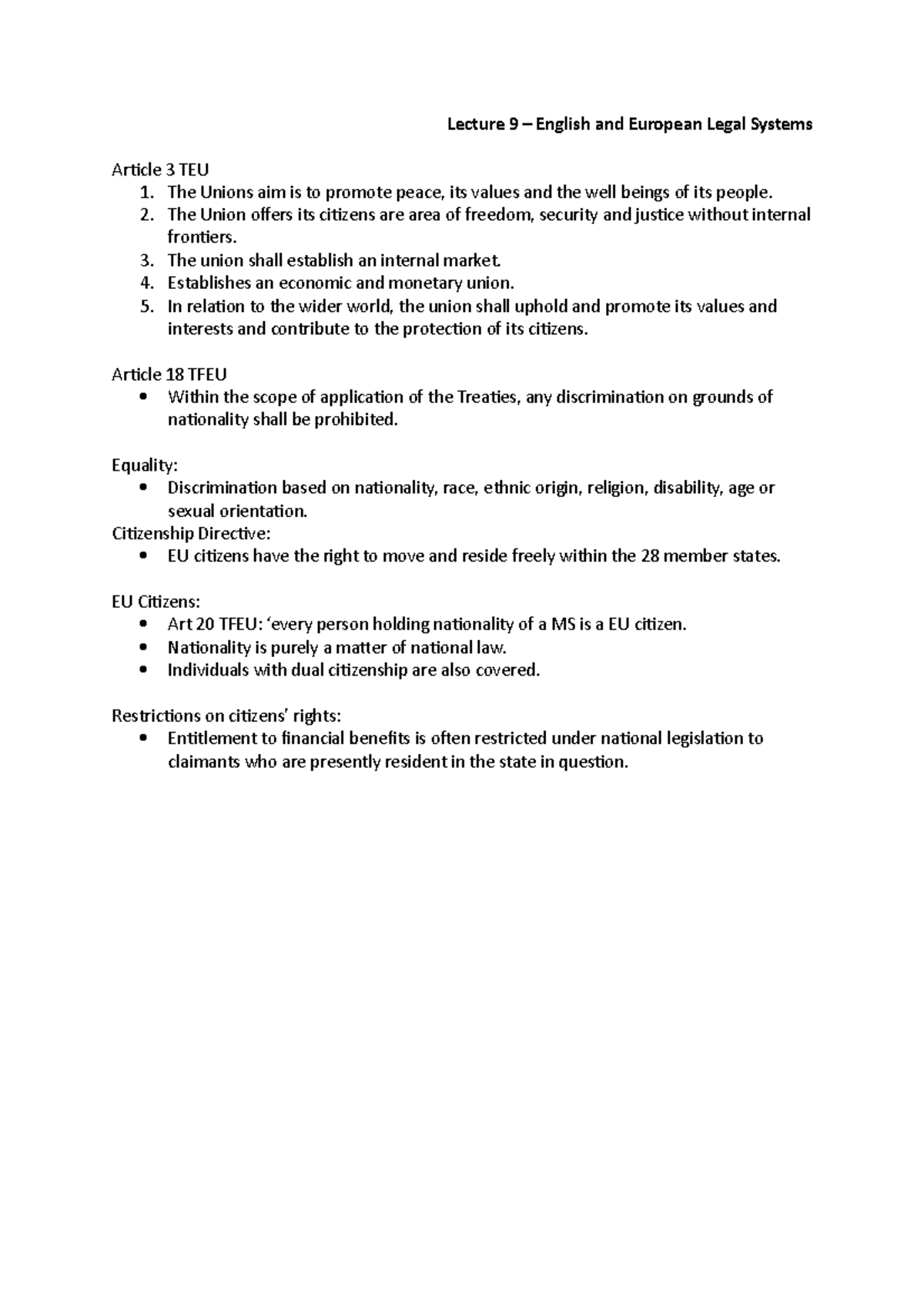 Lecture 9 – English and European Legal Systems - Lecture 9 – English ...