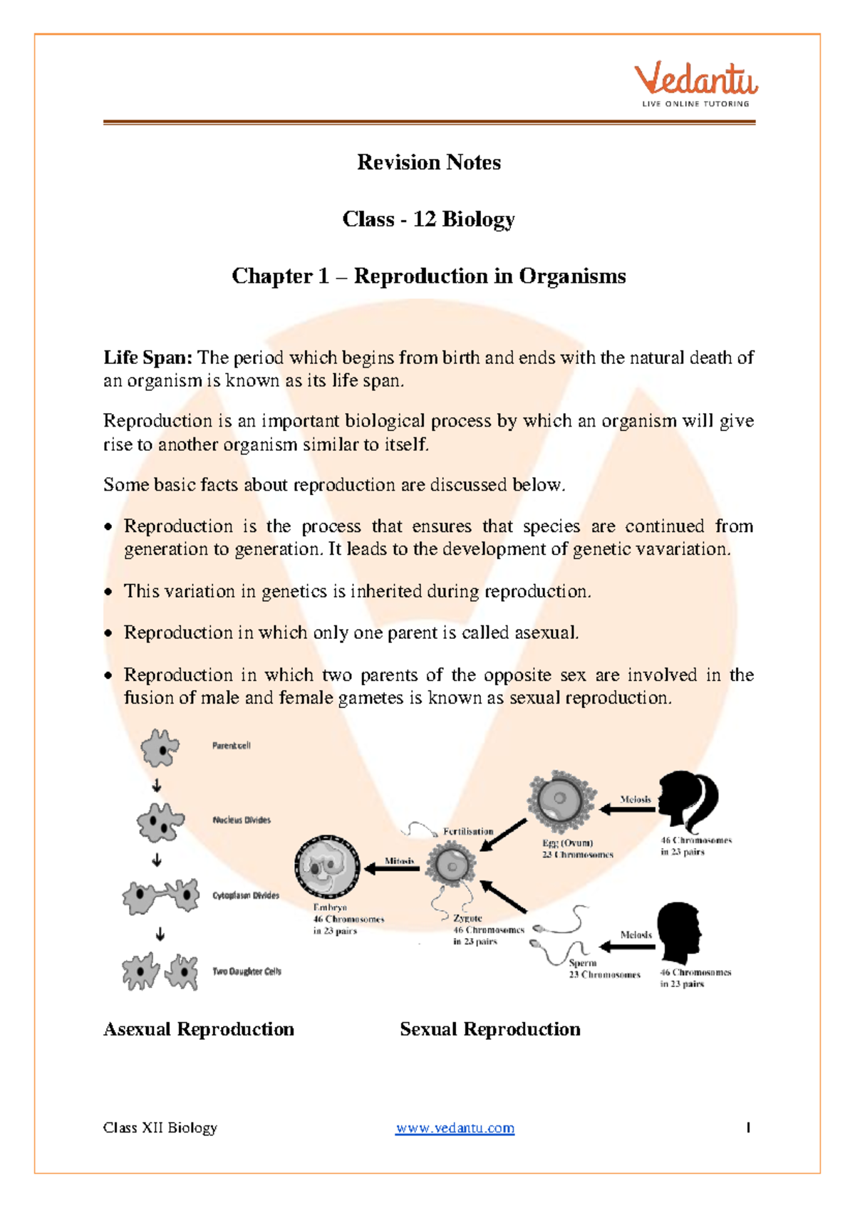 Class 12 Biology Chapter 1 Revision Notes - Revision Notes Class - 12 ...
