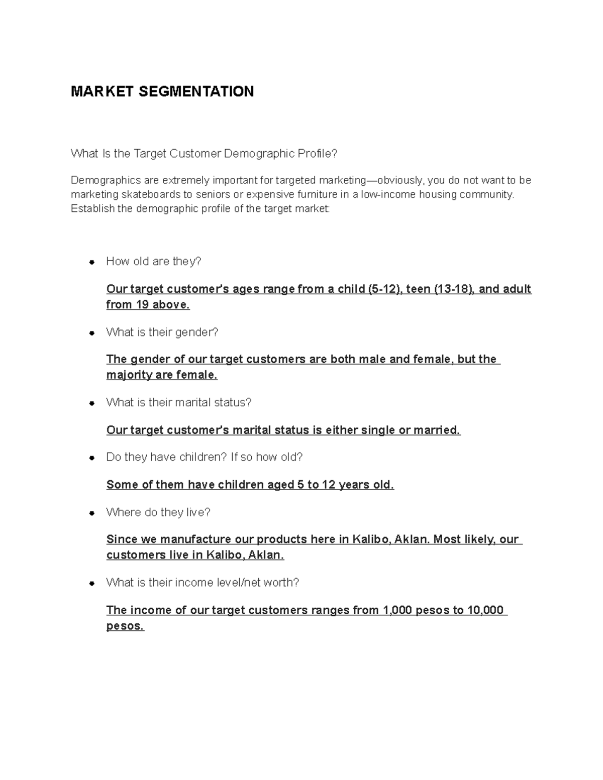 Entrep - MARKET SEGMENTATION What Is the Target Customer Demographic ...