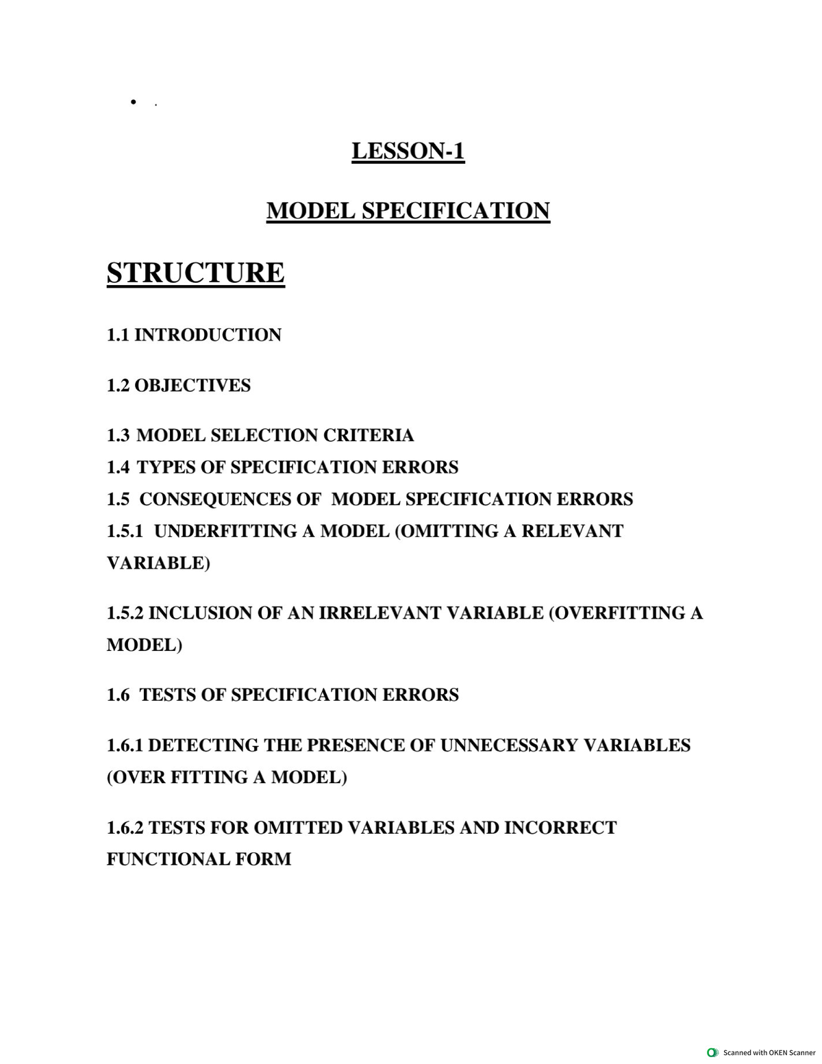 Model Specification - Probability and Statistics - Studocu