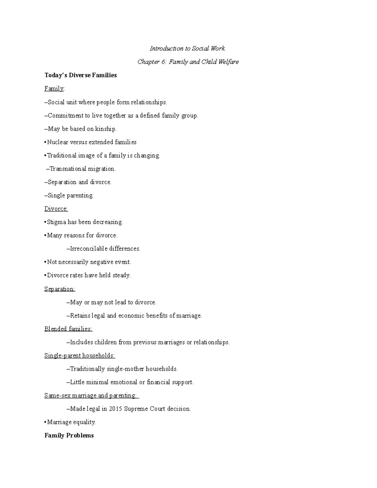 Introduction to Social Work Chapter 6 Notes - Introduction to Social ...