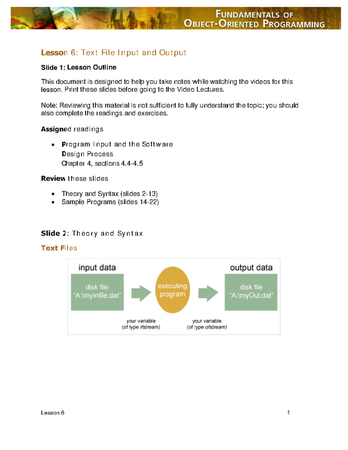 Lesson 6 Comp218 Teachers Notes Very Detailed N 6 Text Lesson O Cument Is D Print These 