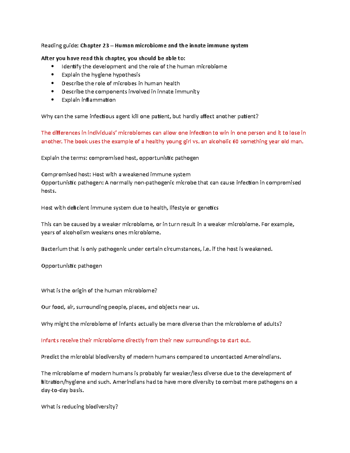 Reading guide ch 23 - Reading guide: Chapter 23 – Human microbiome and ...