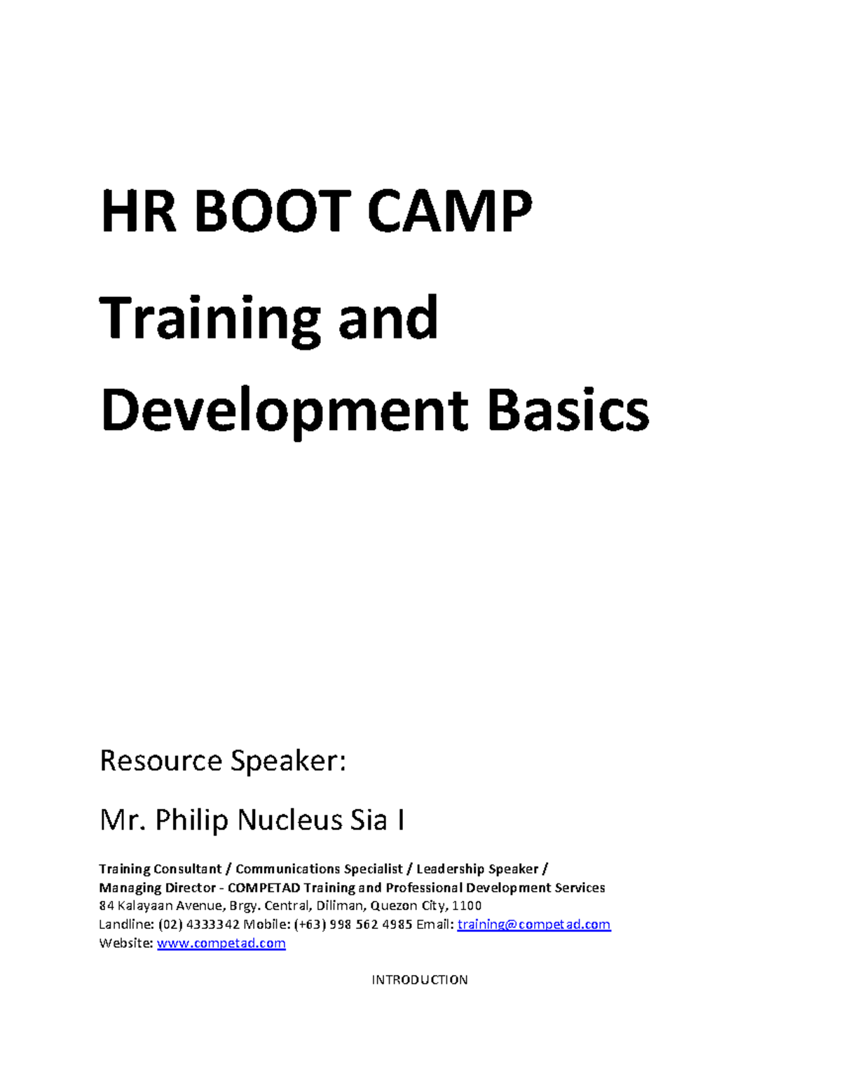 Handout-HR-Boot-Camp-Training-Basics - HR BOOT CAMP Training and ...