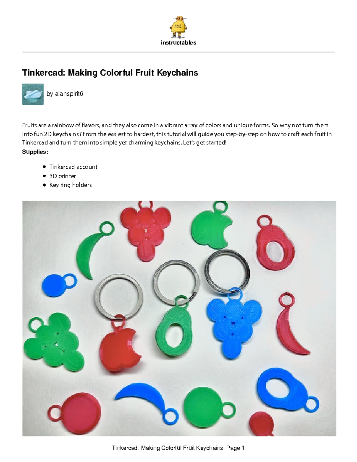 How to Make Colorful Fruit Keychains in Tinkercad - instructables ...