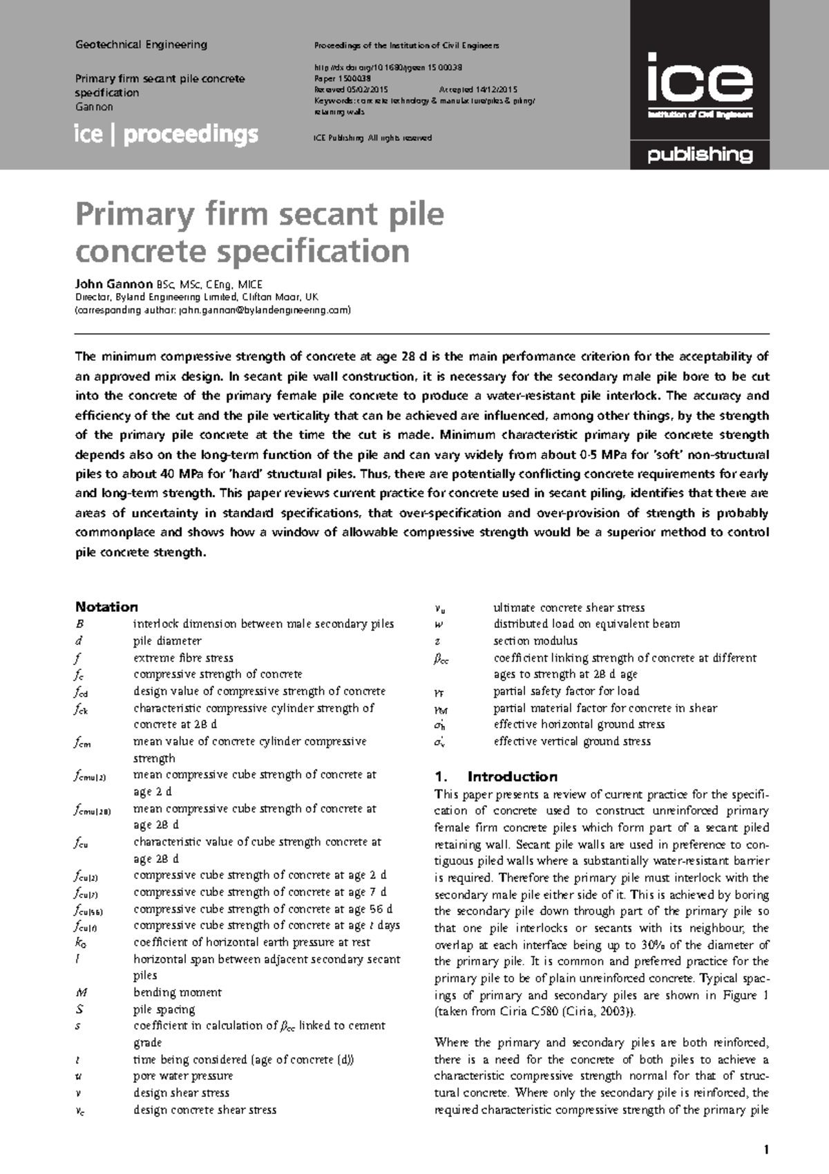 Gannon - Primary firm secant pile concrete specification - April 2016 ...