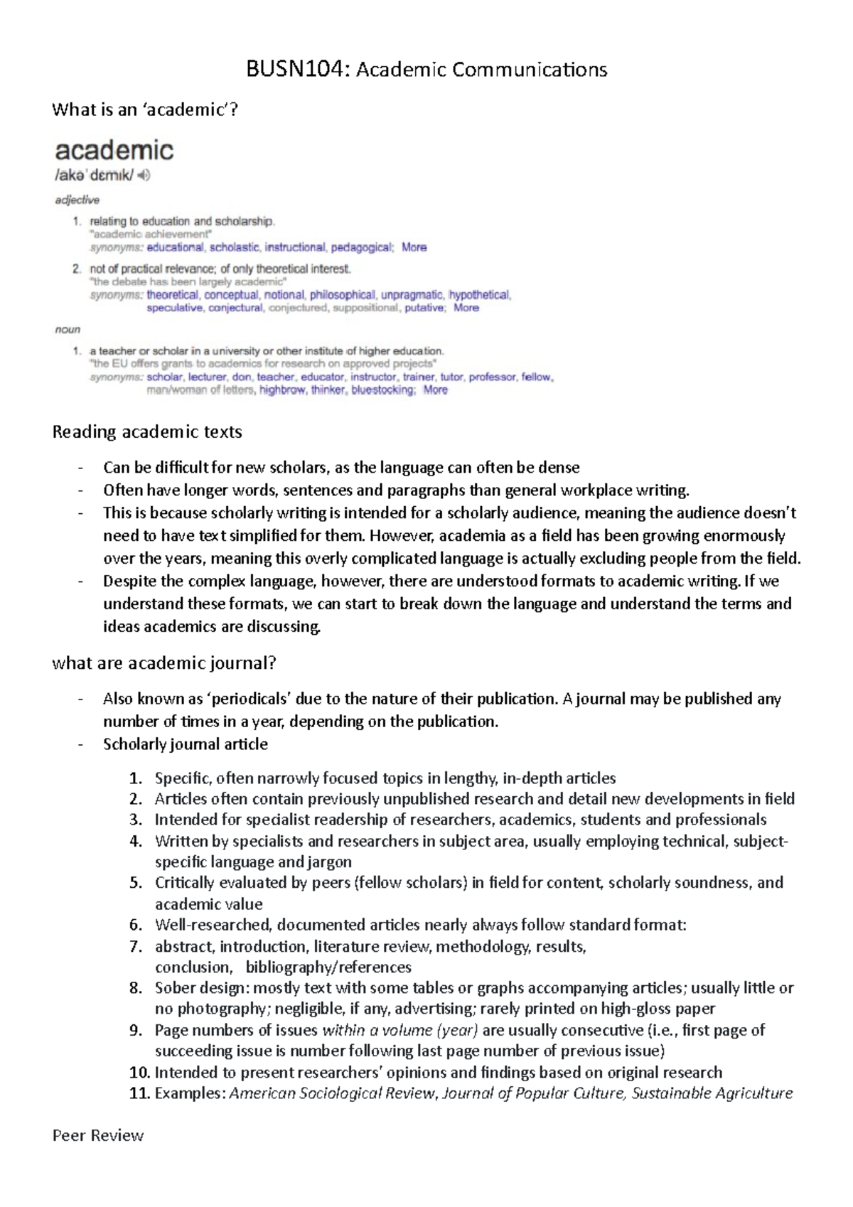 3. Academic Communication - BUSN104: Academic Communications What is an ...