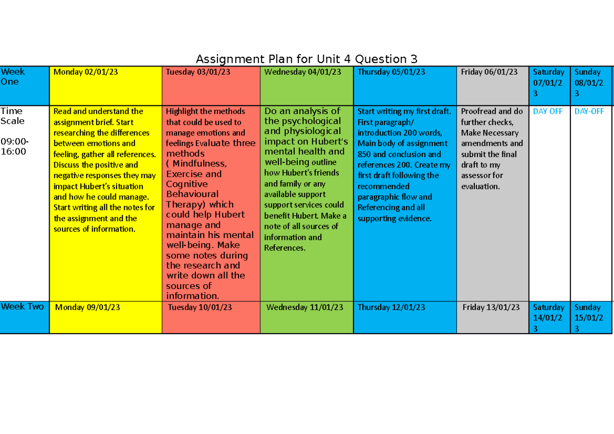 Final draft Assignment plan 1736075 772 - Assignment Plan for Unit 4 ...