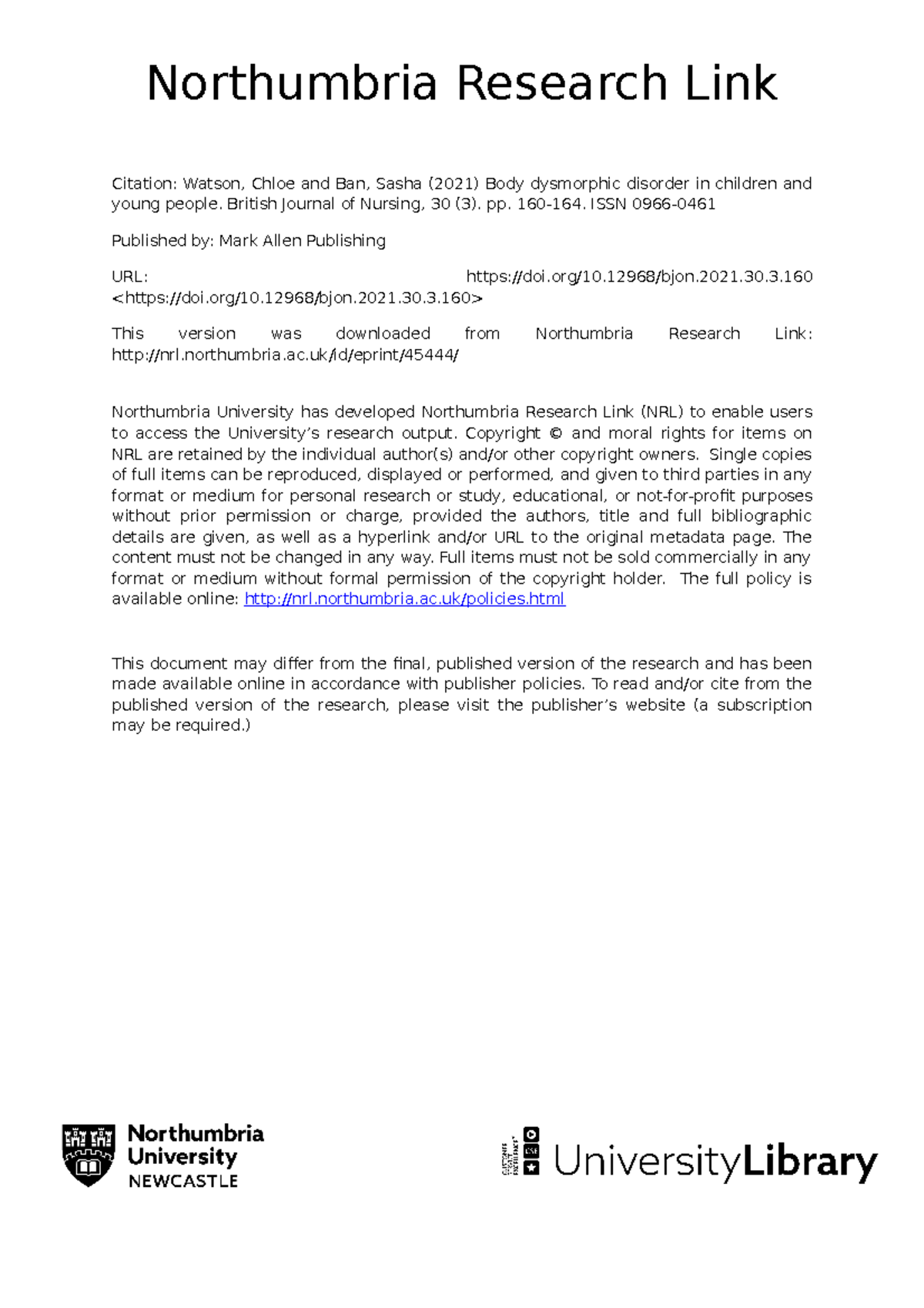 Body dysmorphic disorder in children and young people - British Journal ...