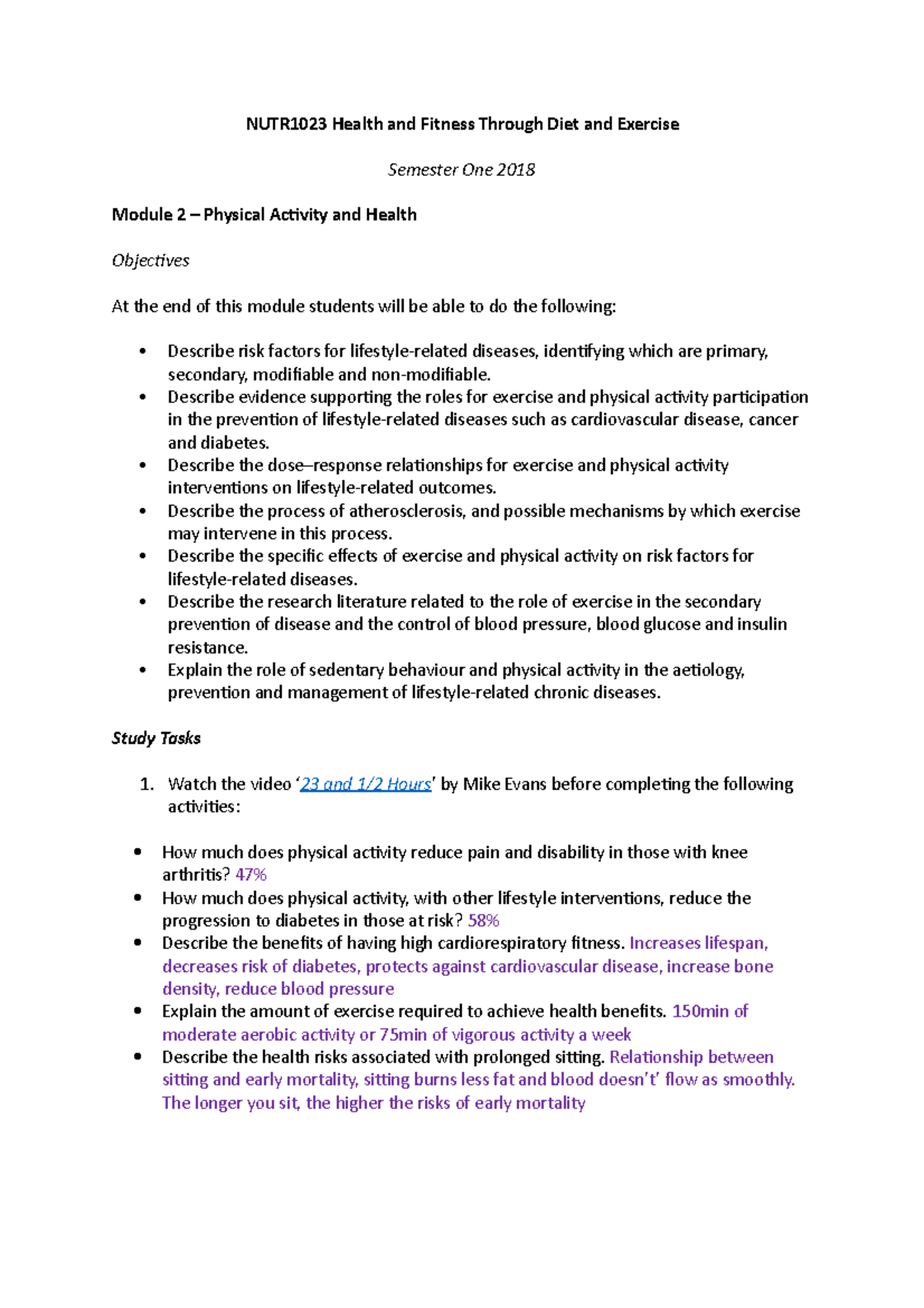 Module 2 Study Guide - NUTR1023 Health and Fitness Through Diet and ...