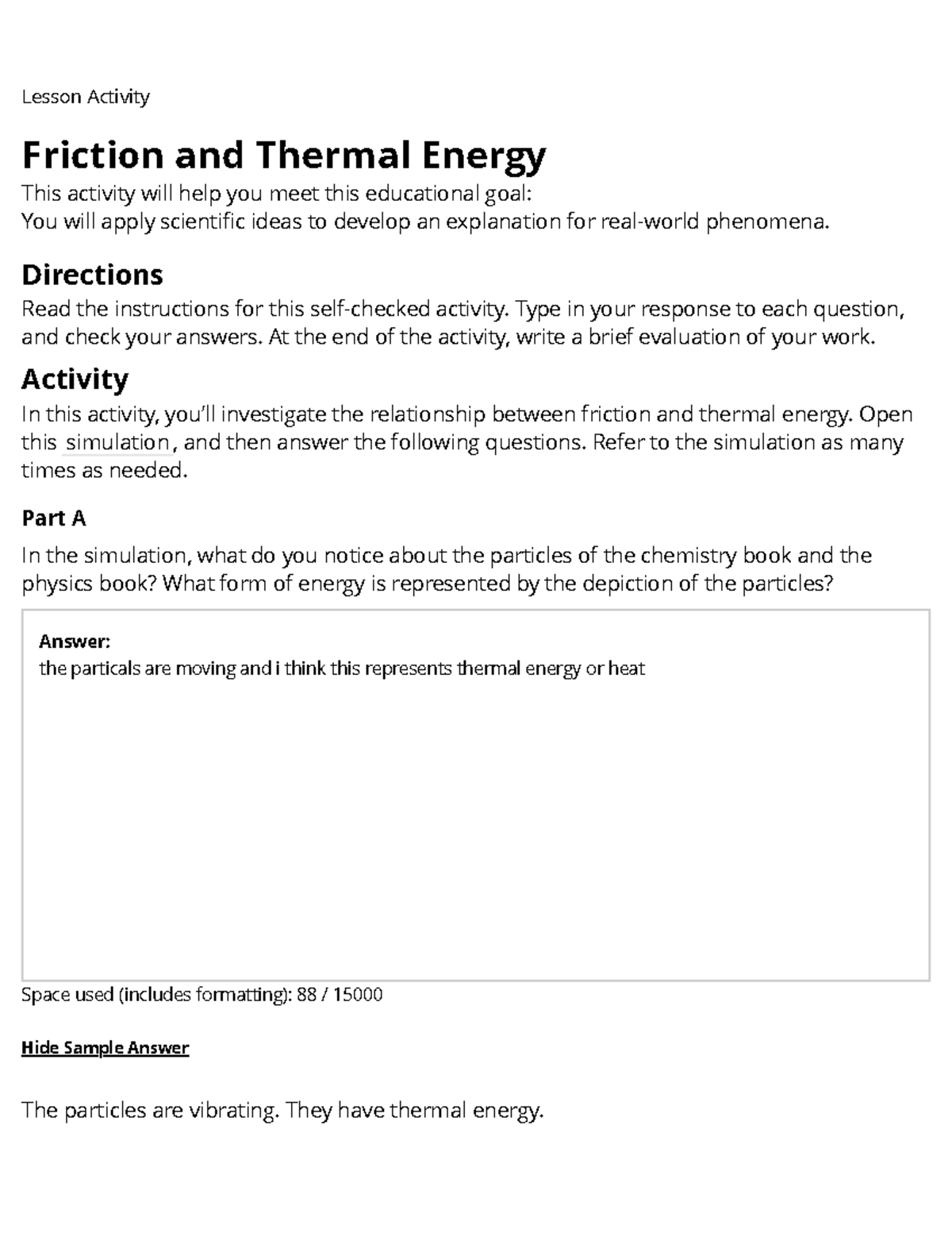 Thermal Energy and Heat Tutorial Da Marcus Stinson Jr - Lesson Activity ...