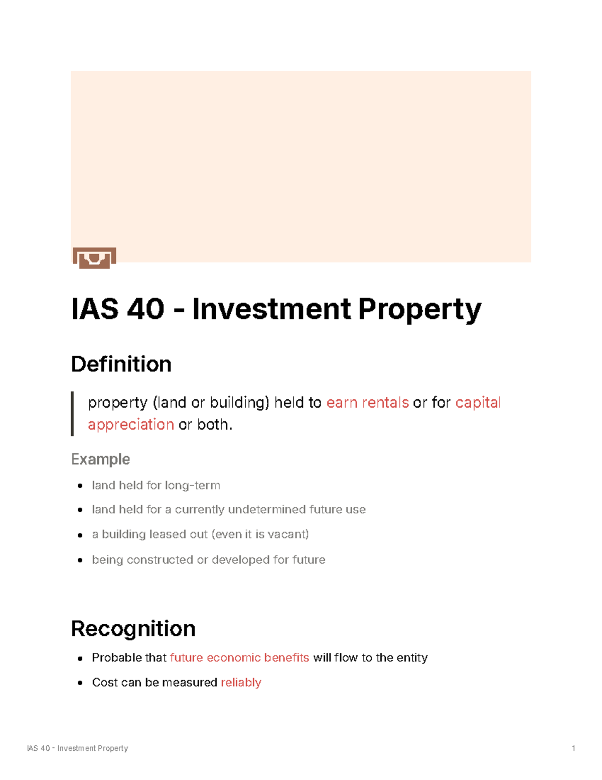ACCA Part-2 (F7) IAS 40 - Investment Property - ####### IAS 40 Investment Property 1 IAS 40 ...