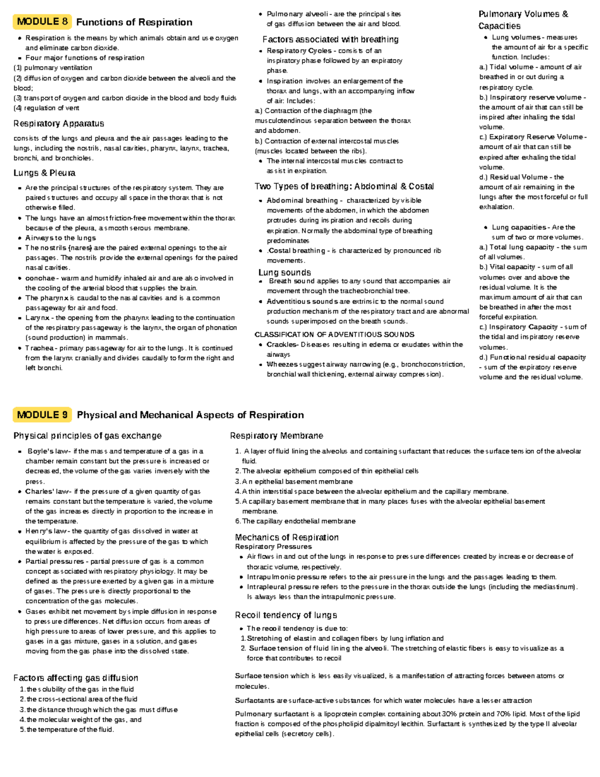 Physio 2- Reviewer - Summary Doctor of Veterinary Medicine - MODULE 8 ...