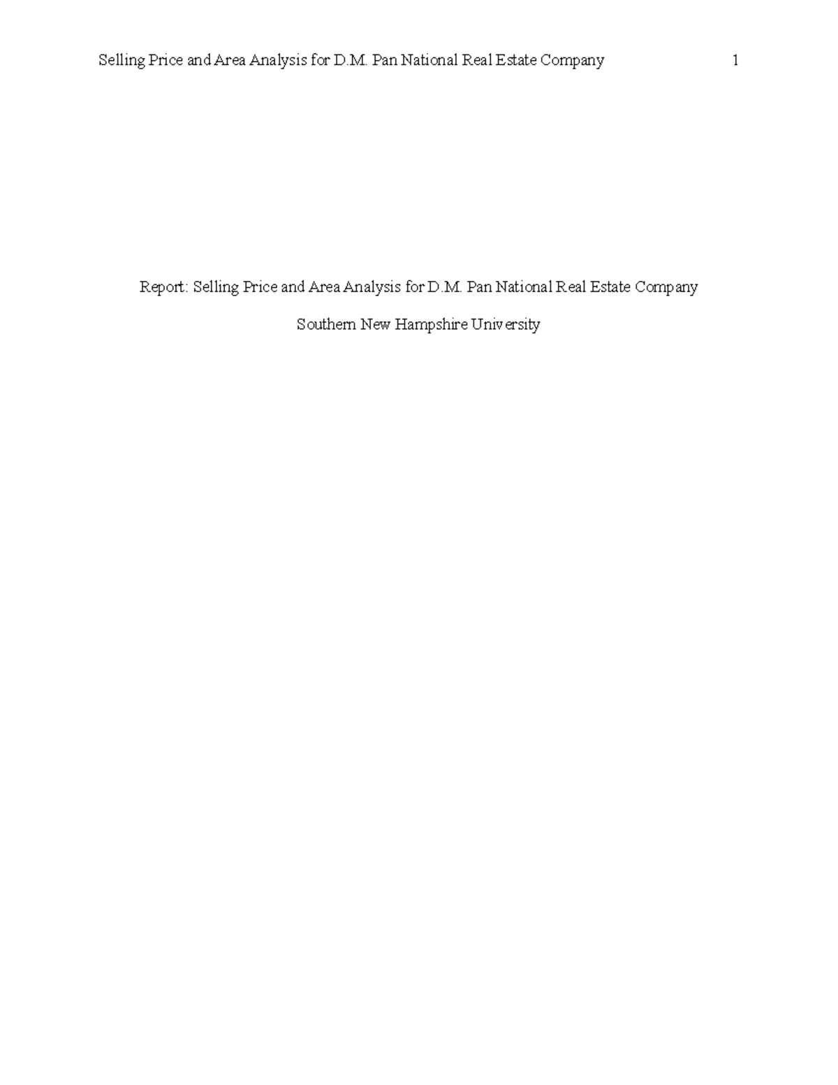 MAT 240 Module Two Assignment - Selling Price and Area Analysis for D ...