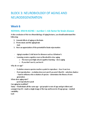 Neuro block 3 revision - .... - Somatic Motor Control 1 Appreciate the ...