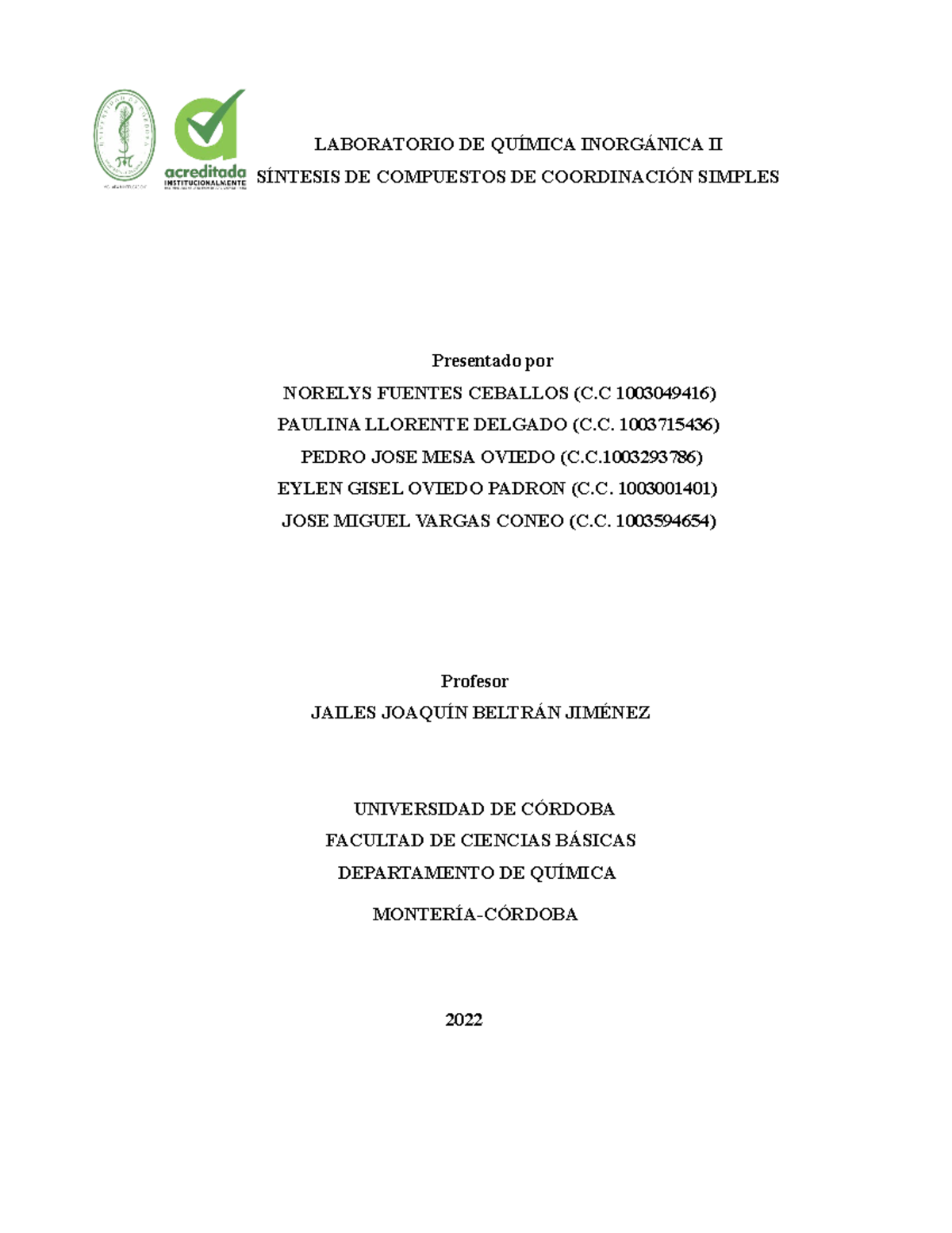 Informe 3 Complejos De Coordinaccion Terminado 2 Laboratorio De