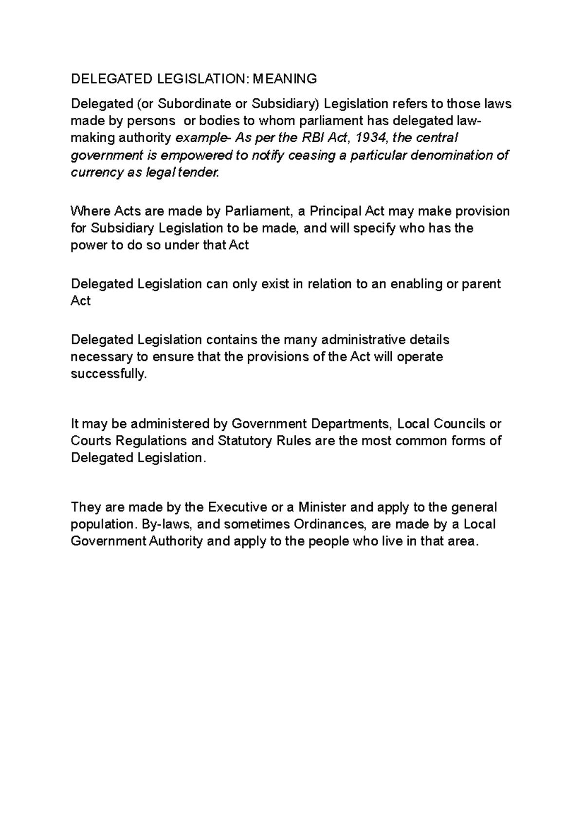 Delegated Legislation - DELEGATED LEGISLATION: MEANING Delegated (or ...