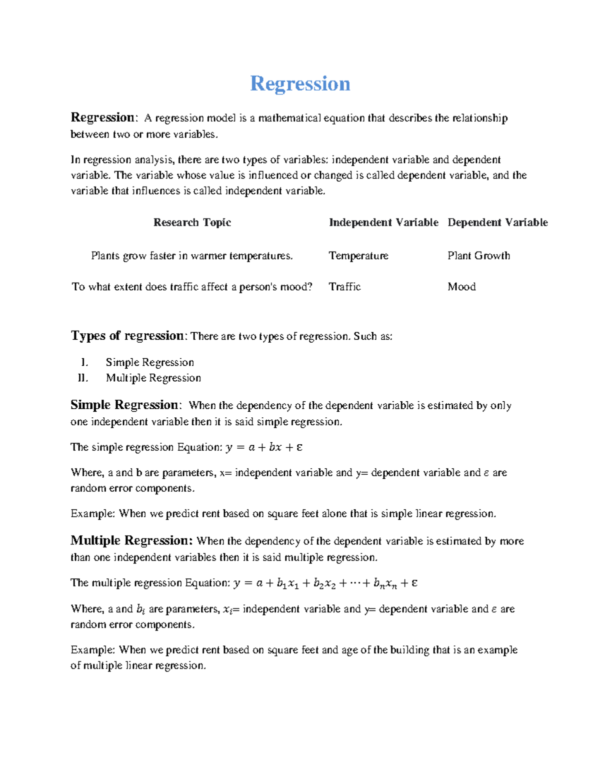 Regression - Regression Regression: A regression model is a ...