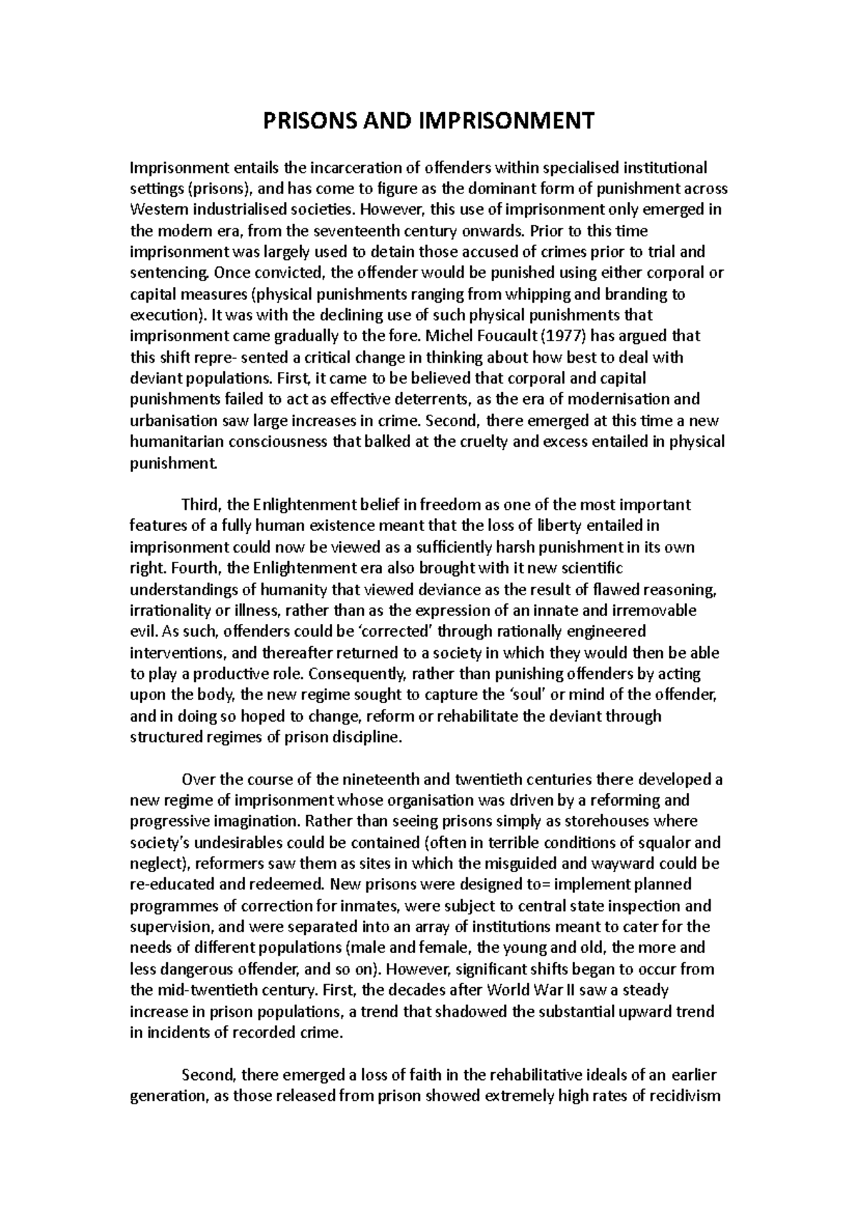 Prisons AND Imprisonment - Key Concept - PRISONS AND IMPRISONMENT ...