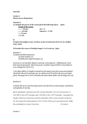 Foundations of Optics - Visual Optics MCQ questions with answers - MCQ ...