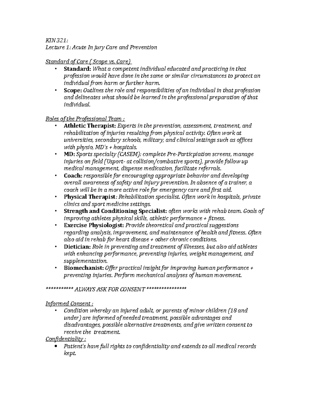 KIN 321- Prevention and care of sports and recreation - Kin 321.3 - U ...