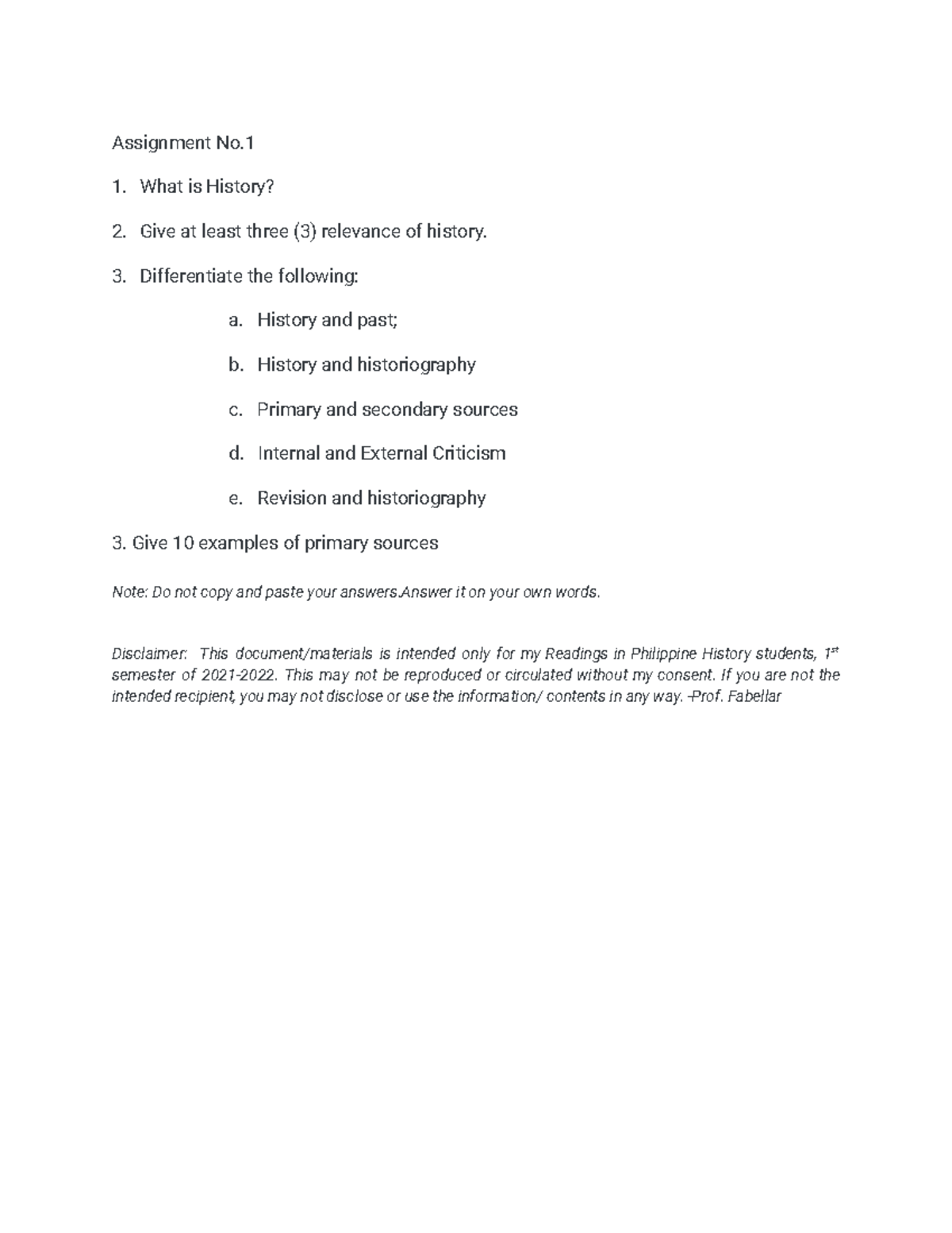 -Template- Assignment No - Assignment No. What is History? Give at ...