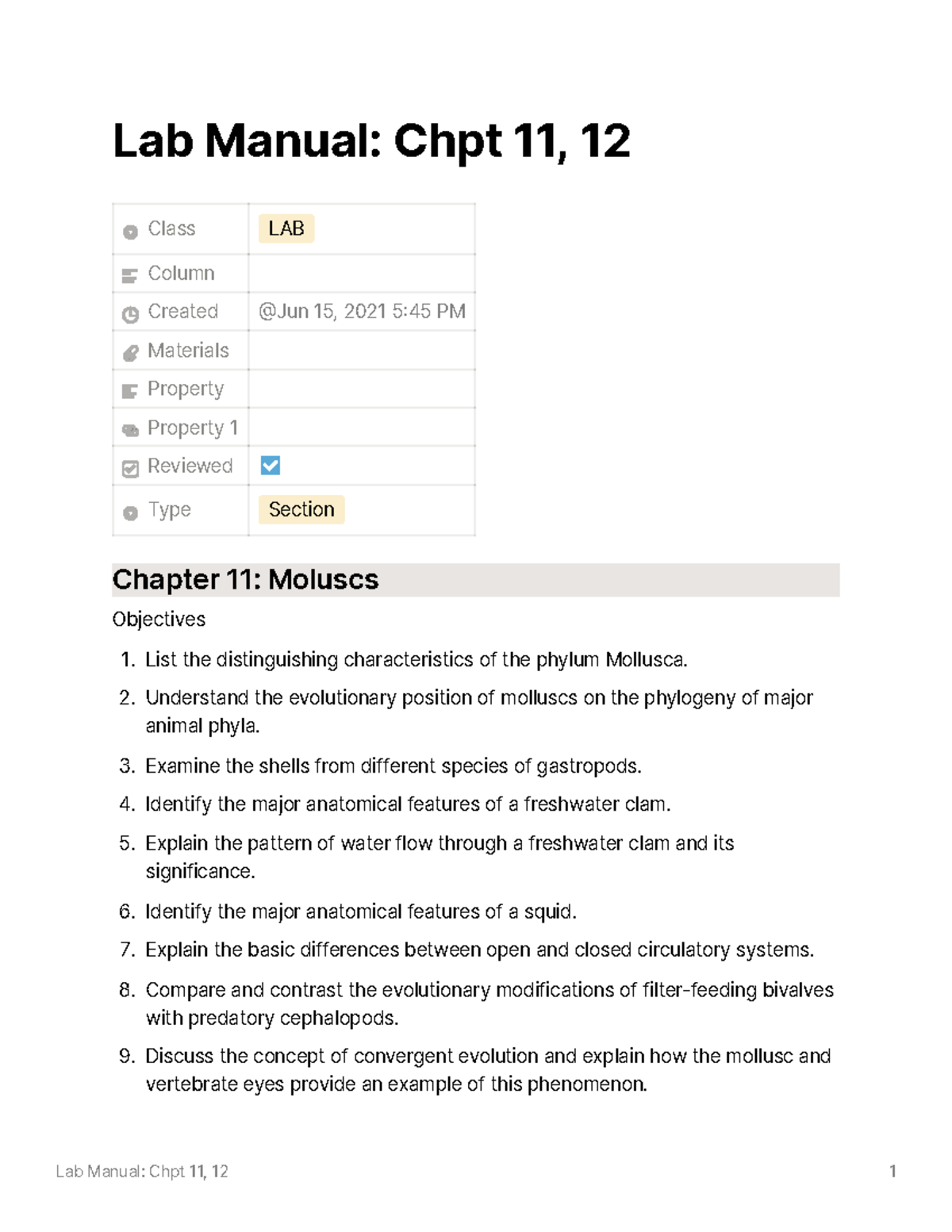 Lab Manual Chpt 11 12 - Exploring Zoology a Laboratory Guide - BIO 1301 ...