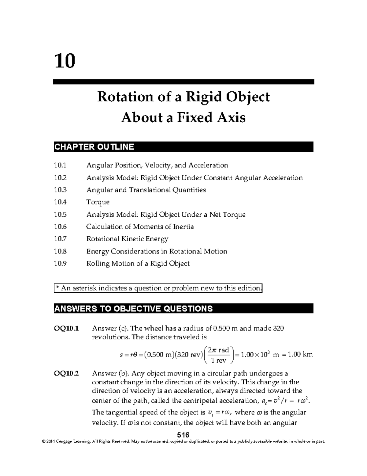 Chapter 10 Solution - sdsdsads - 516 10 Rotation of a Rigid Object About a Fixed Axis CHAPTER ...