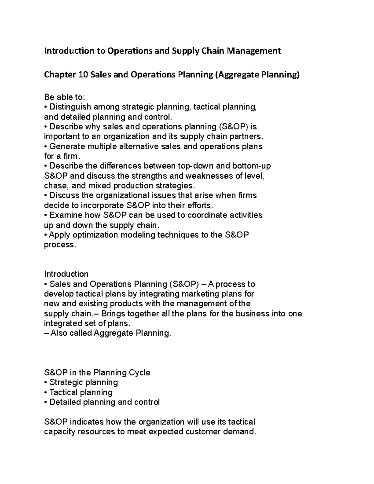 Chapter 10 Sales And Operations Planning Aggregate Planning chapter-10-sales-and-operations-planning-aggregate-planning
