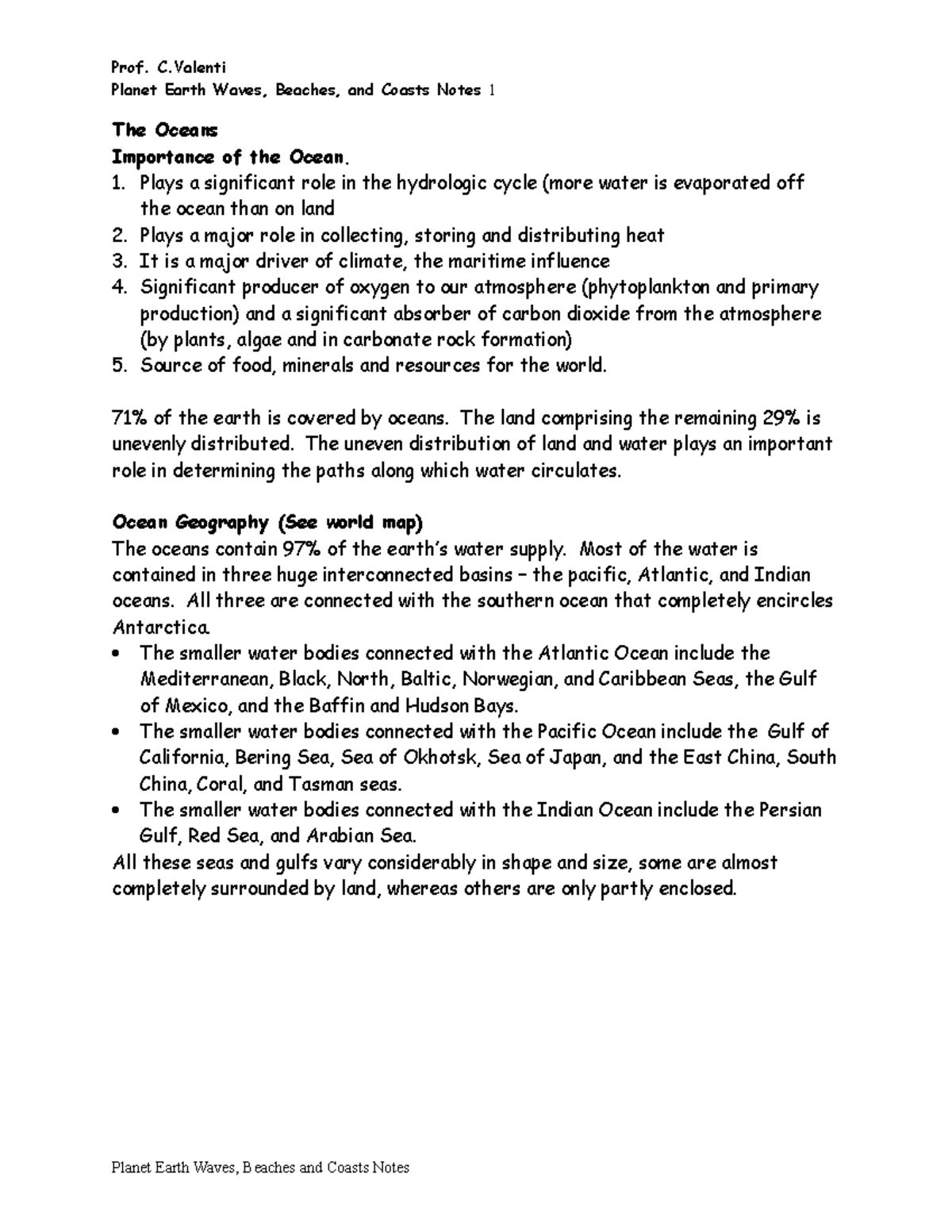 Planet Earth Waves, Beaches and Coasts Notes - Prof. C Planet Earth ...