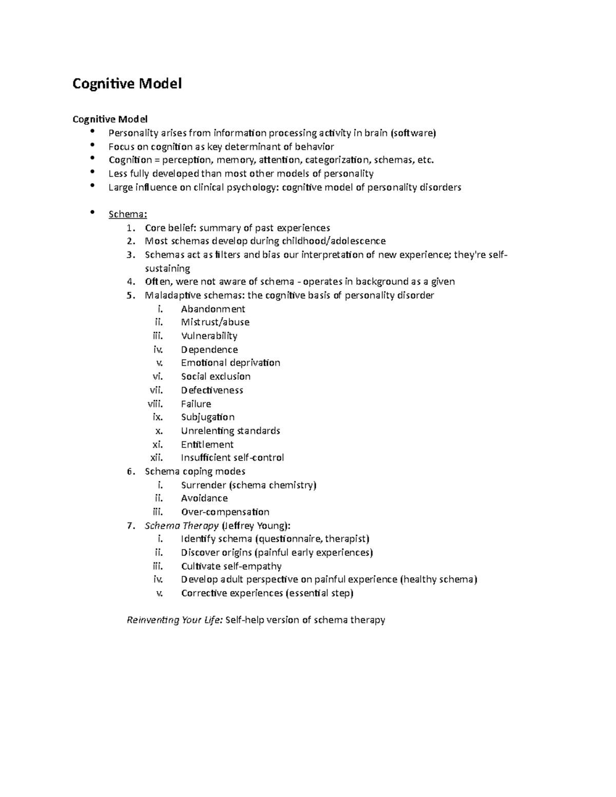 The Cognitive Model - Cognitive Model Cognitive Model Personality ...