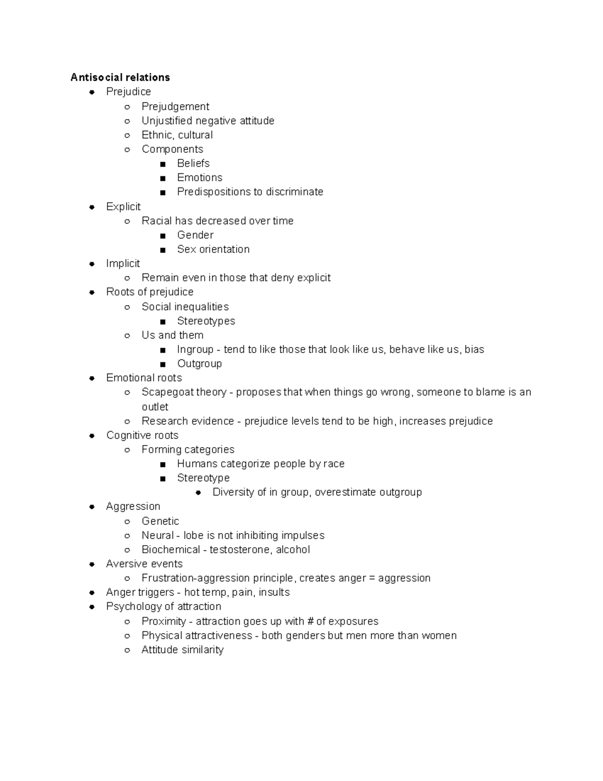 Psych 1010 Lecture 11 5 - Fitzgerald - Antisocial relations Prejudice ...