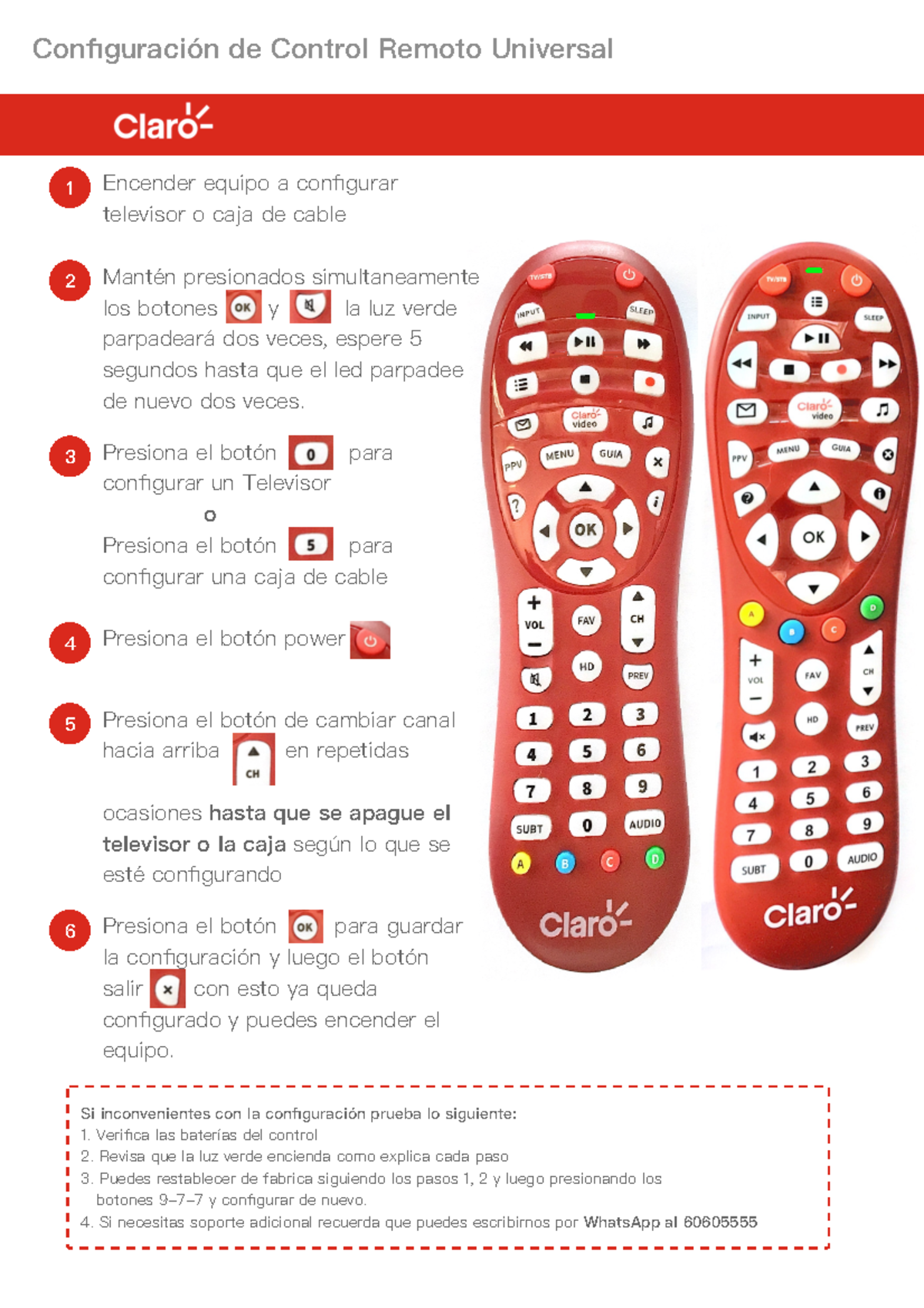 Manual Control Universal claro - 2 Mantén presionados simultaneamente ...