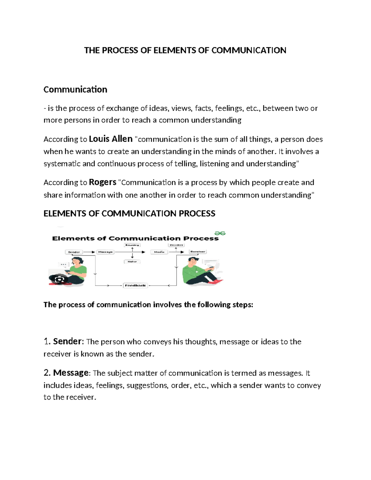 Group 1 Purposive Communication - THE PROCESS OF ELEMENTS OF ...