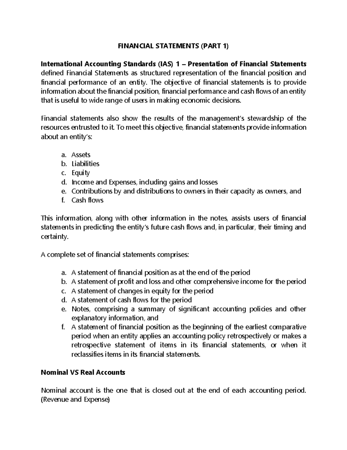 Financial Statements Part 1 - FINANCIAL STATEMENTS (PART 1 ...