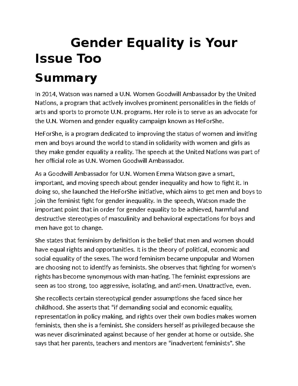Gender Equality is Your Issue Too - Gender Equality is Your Issue Too ...
