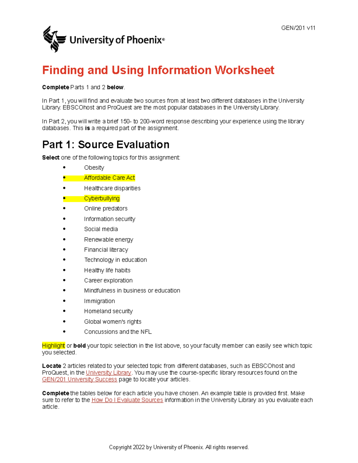 Gen201 v11 wk4 finding and using information worksheet 2022 - GEN/201 v ...