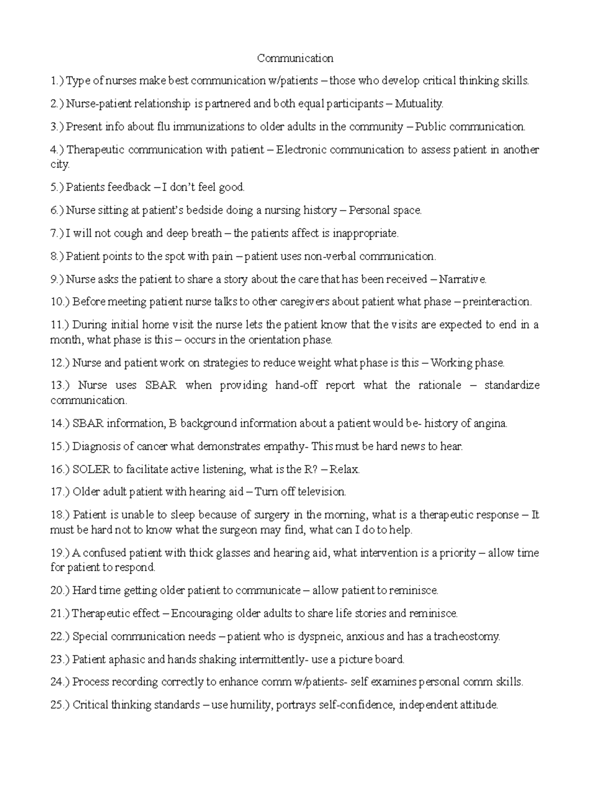 Communication - ) Type of nurses make best communication w/patients ...