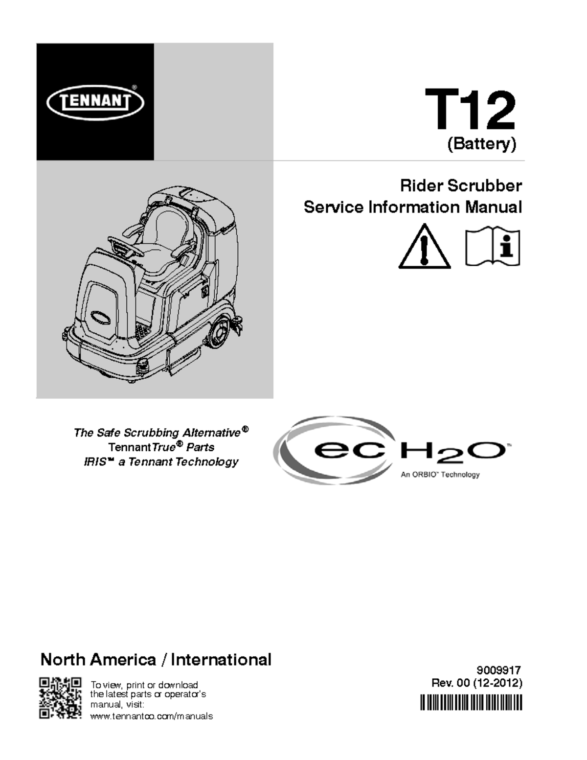 Tennant t12 rider floor scrubber service manual - T 9009917 Rider ...