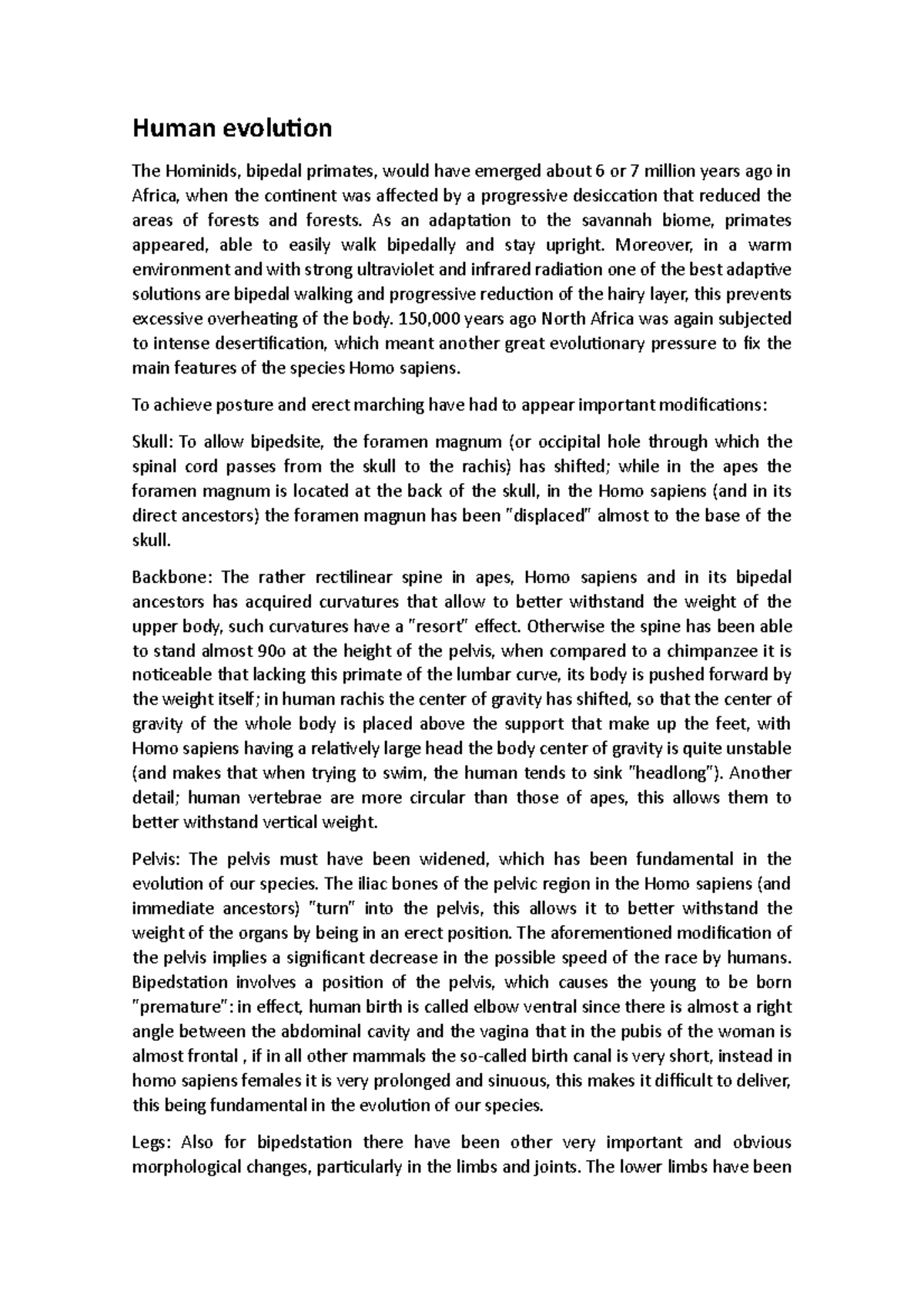 Human evolutionn - Lecture notes 9 - Human evolution The Hominids ...