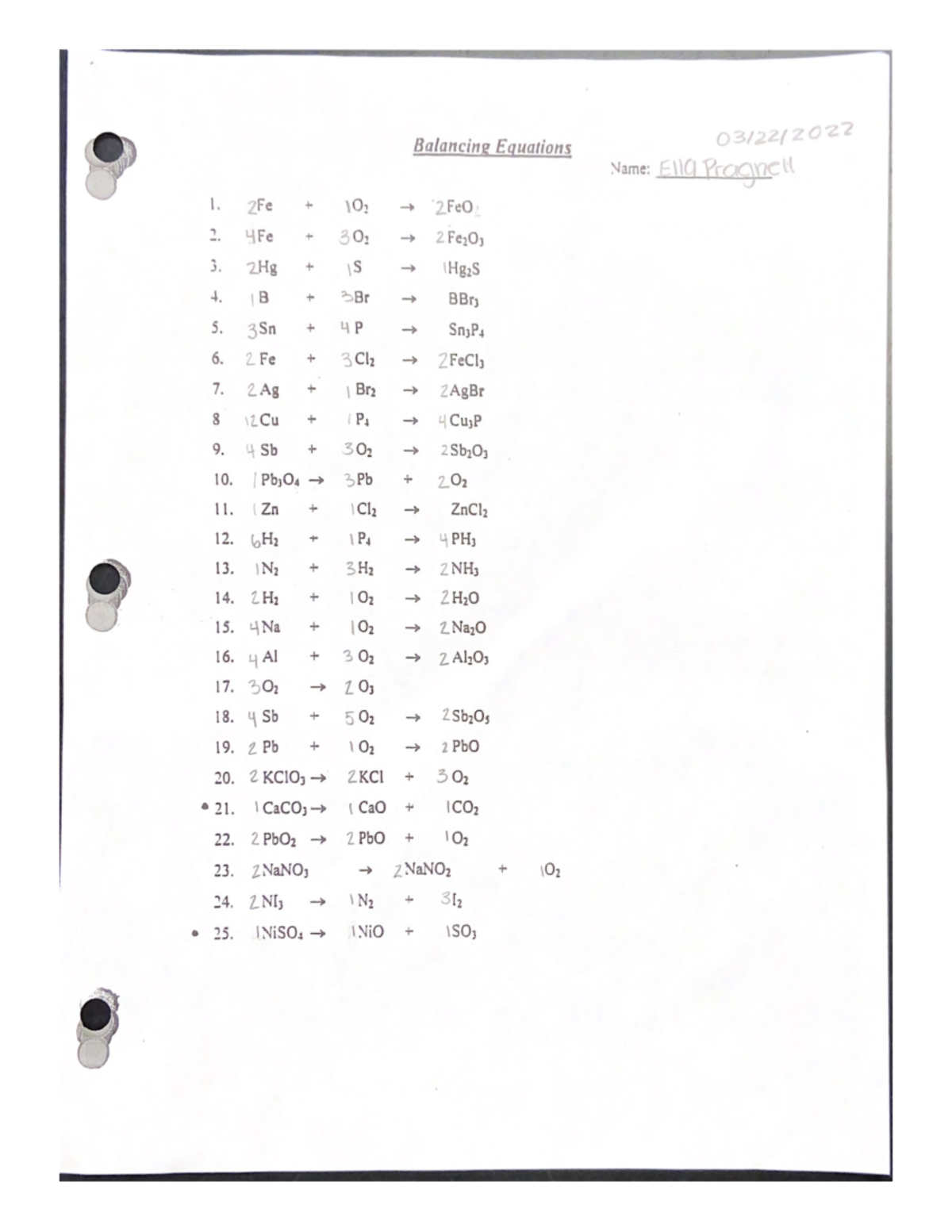 Balancing Equations - Studocu