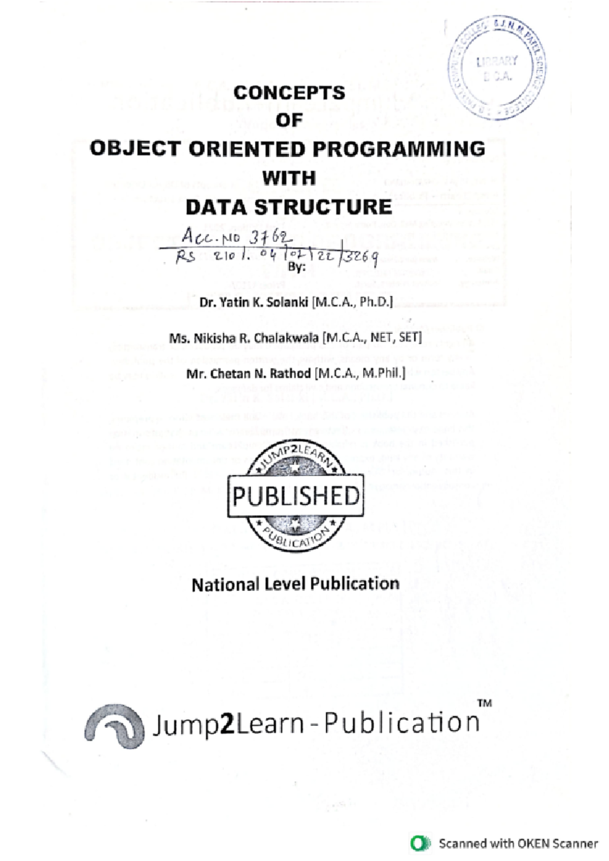 OPPS J2L Fullbook - this is original book of OOPS SYBCA SEM3 by VNSGU - 5 LIBRARY D.C ...