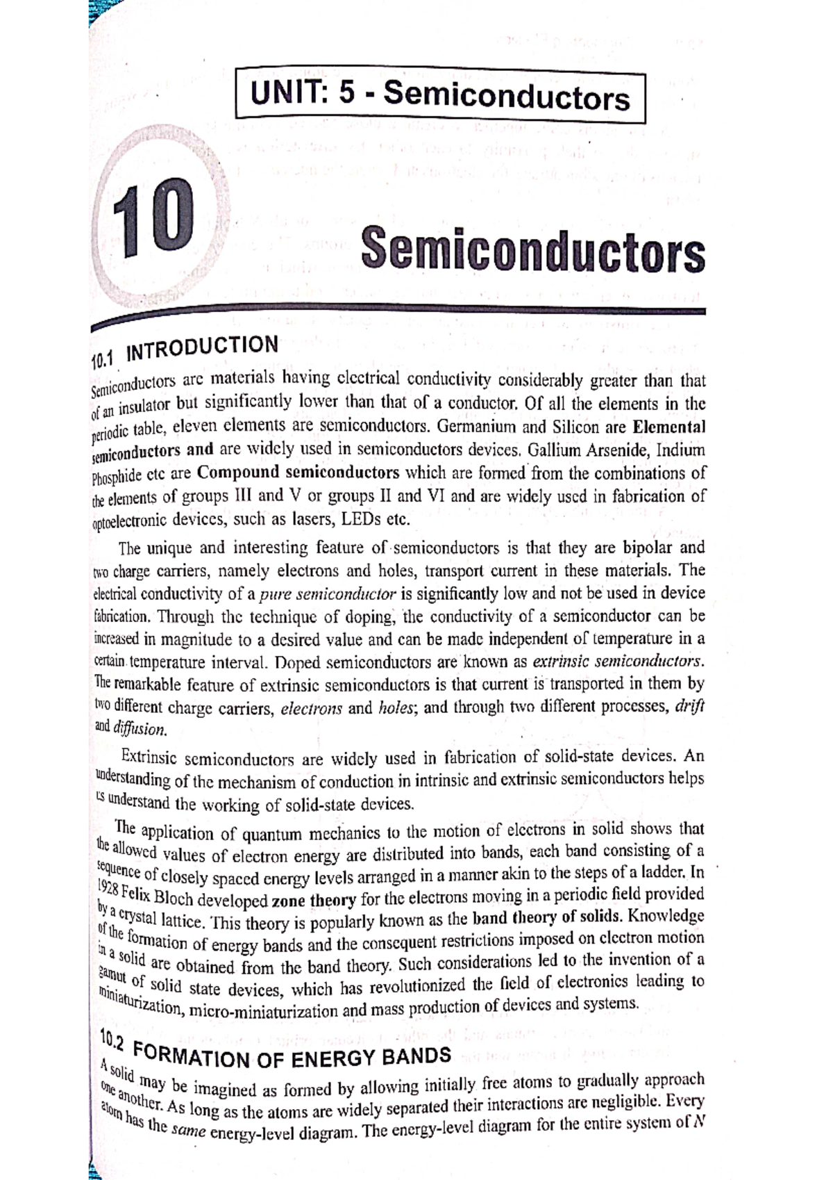 semiconductors and formation of bands - UNIT: 5 Semiconductors 10 Semiconductors 10 INTRODUCTION ...