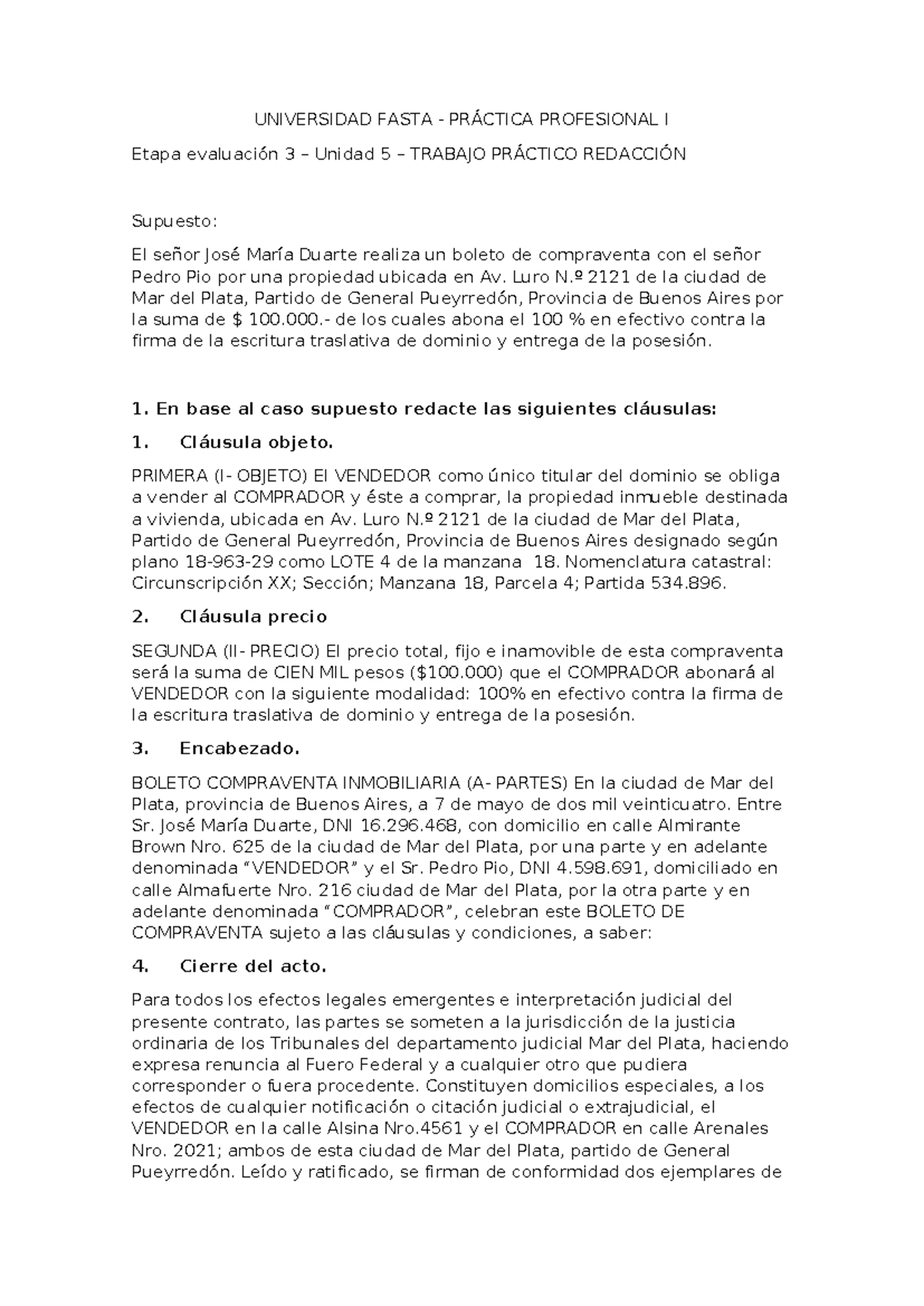 TP pp1 - ... - UNIVERSIDAD FASTA - PRÁCTICA PROFESIONAL I Etapa evaluación 3 – Unidad 5 ...