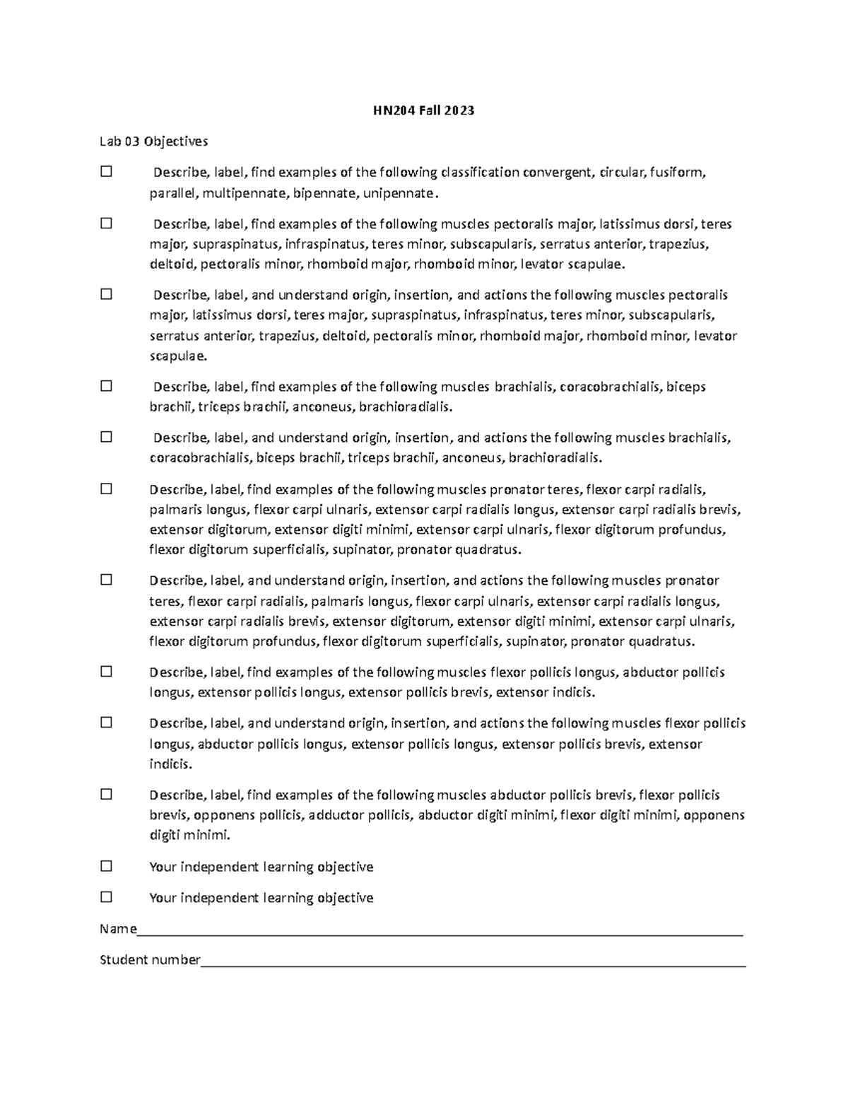 Lab 03 Objectives - HN204 Fall 2023 Lab 03 Objectives ☐ Describe, label ...