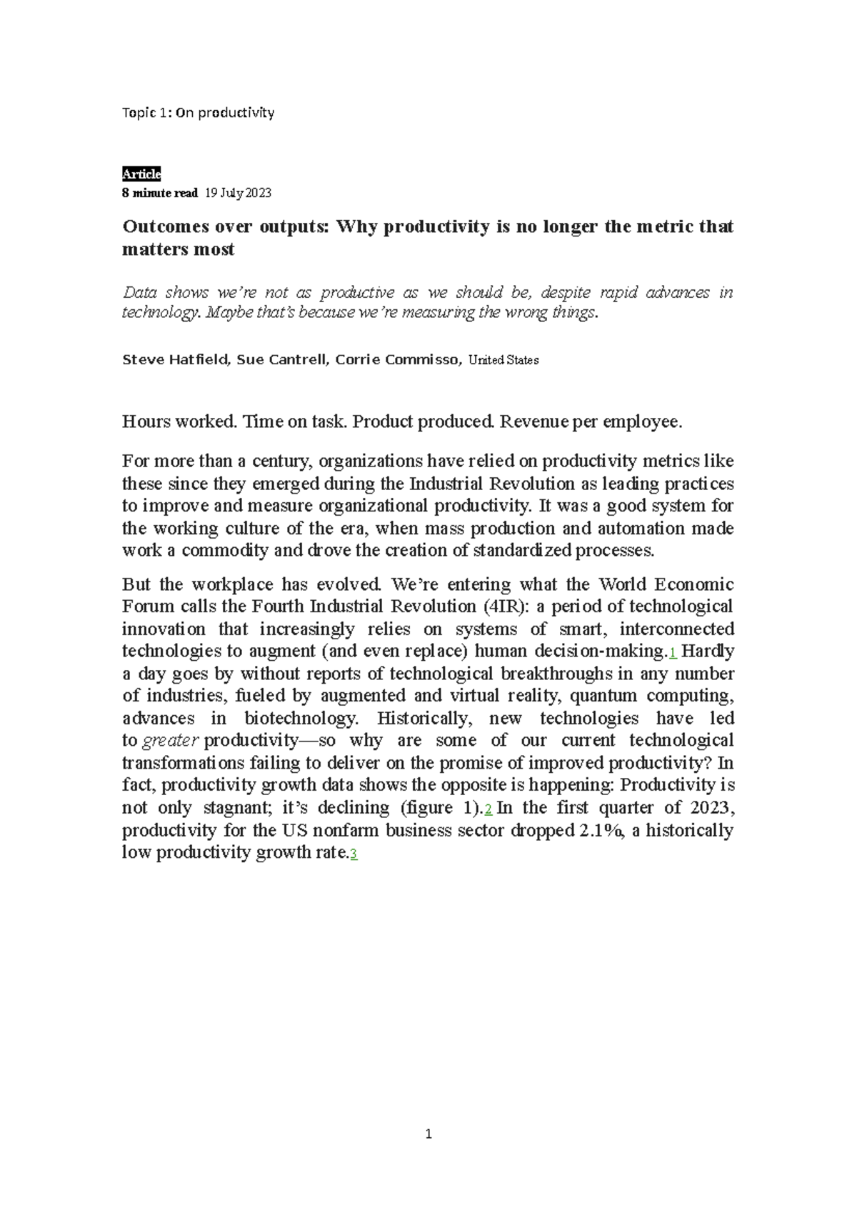 On productiviy index problems - Topic 1: On productivity Article 8 minute read 19 July 2023 ...