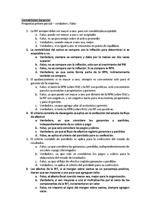 Simulacro Final Contabilidad Gerencial - MATERIA: CONTABILIDAD GCIAL FECHA: TIPO DE EXAMEN ...